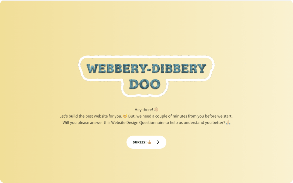 Website Design Questionnaire Template | For Clients | SurveySparrow