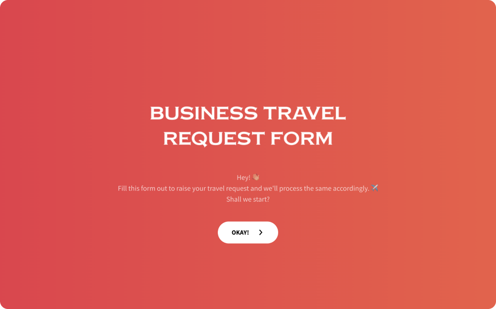 Business Travel Request Form Template SurveySparrow