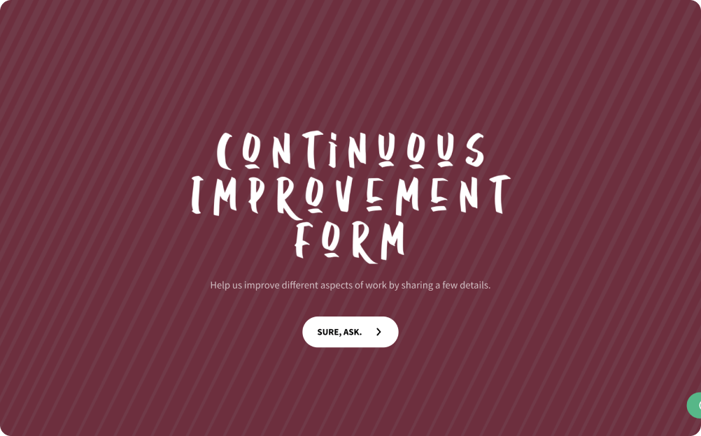 Continuous Improvement Form Template | SurveySparrow